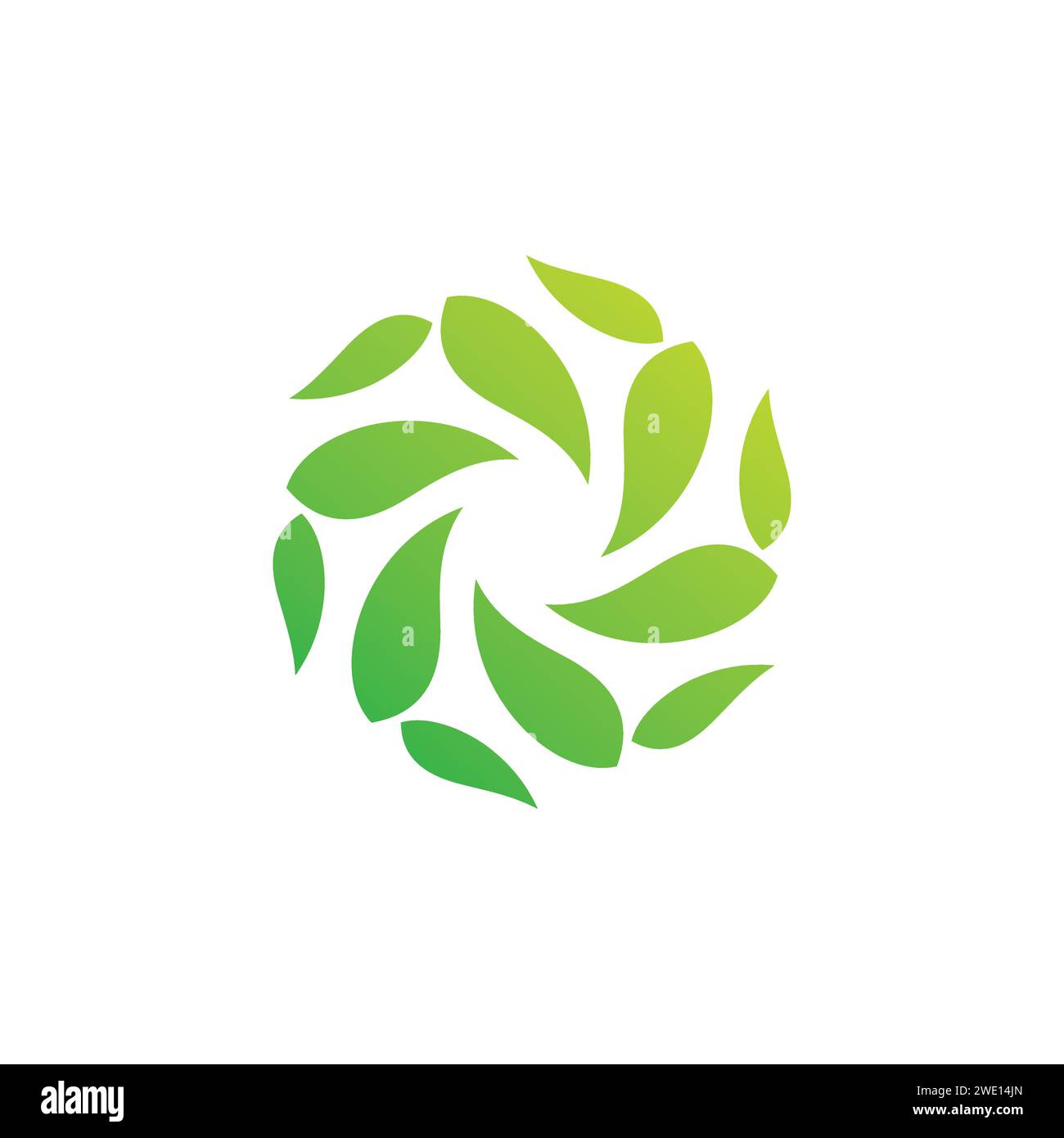Ecology logo round leaf twisted green vector design template. Vector ...
