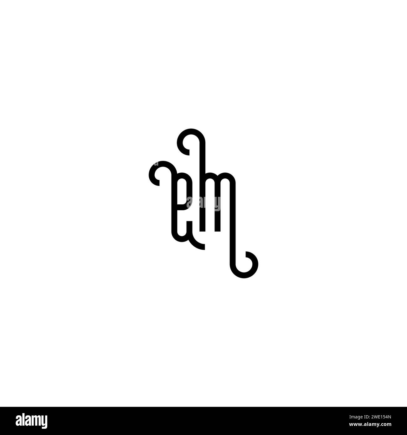 EM simple curved concept initial logo design black and white background ...