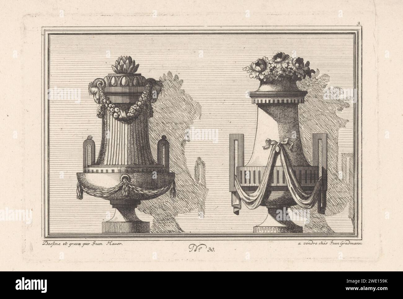 Twee Vaces, Johanna Thomas hairsty, 1758 - 1820 print Designs for two ...