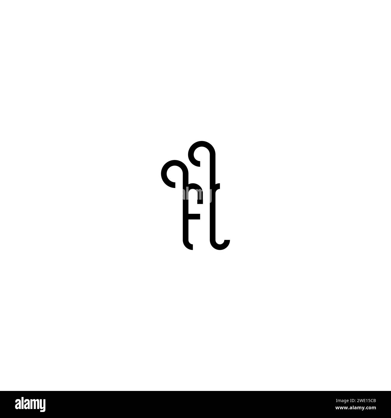 FL simple curved concept initial logo design black and white background ...