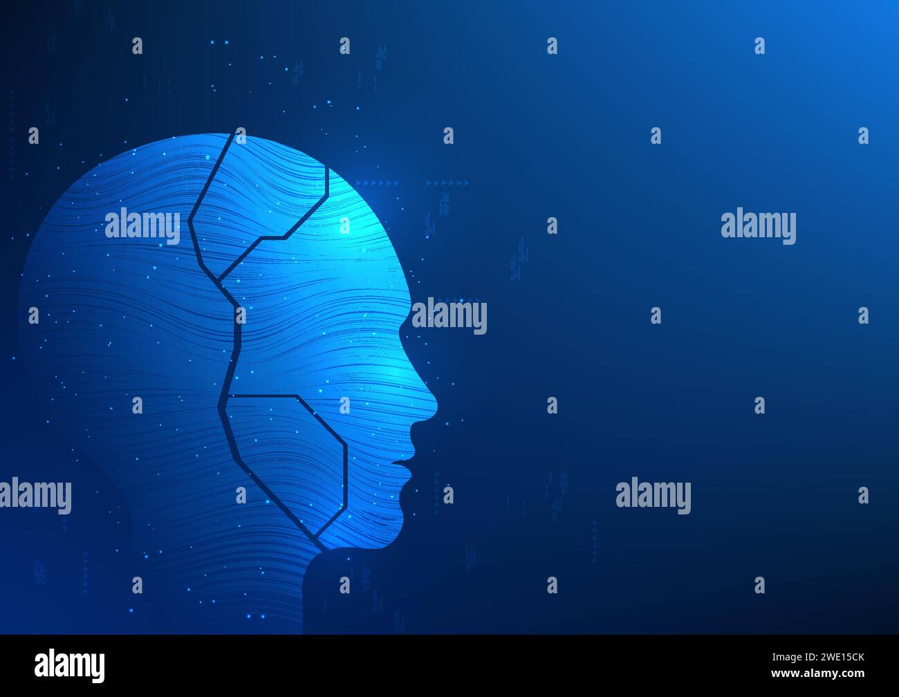Artificial intelligence technology or AI, a mechanical brain robot with ...