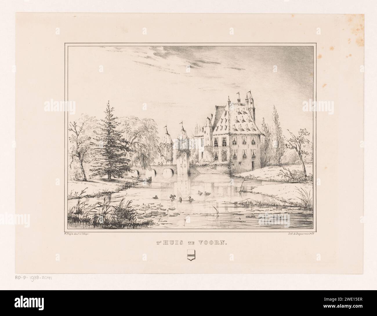 View of Huis te Voorn, Willem Pluijm, 1827 - 1847 print House te roach ...