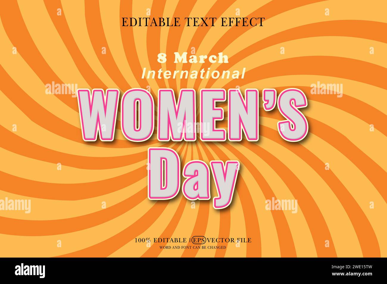 Happy Women's Day Editable 3D Style EPS Vector Text Effect Stock Vector ...
