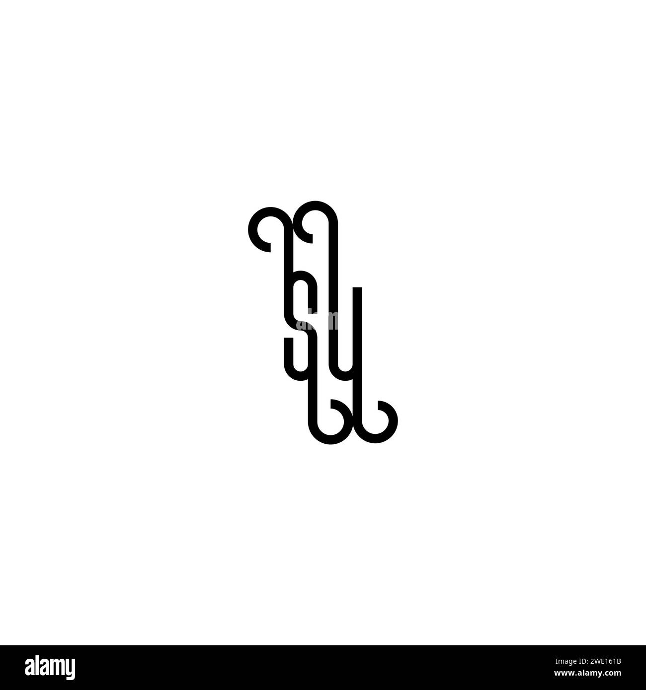 SU simple curved concept initial logo design black and white background ...