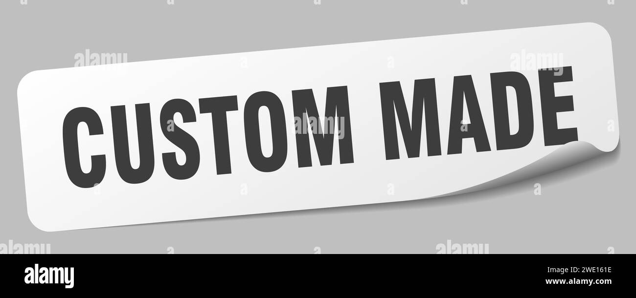 custom made sticker. custom made rectangular label isolated on white ...