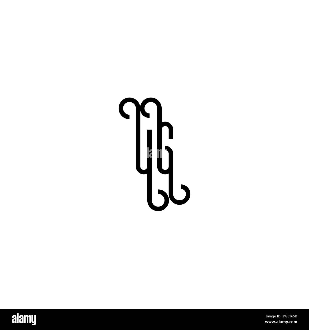 UG simple curved concept initial logo design black and white background ...