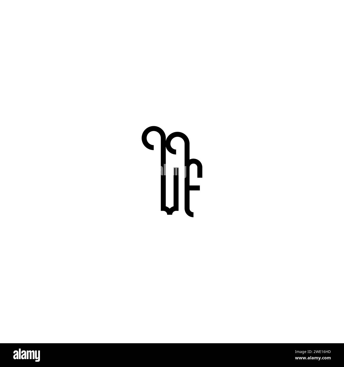 VF simple curved concept initial logo design black and white background ...