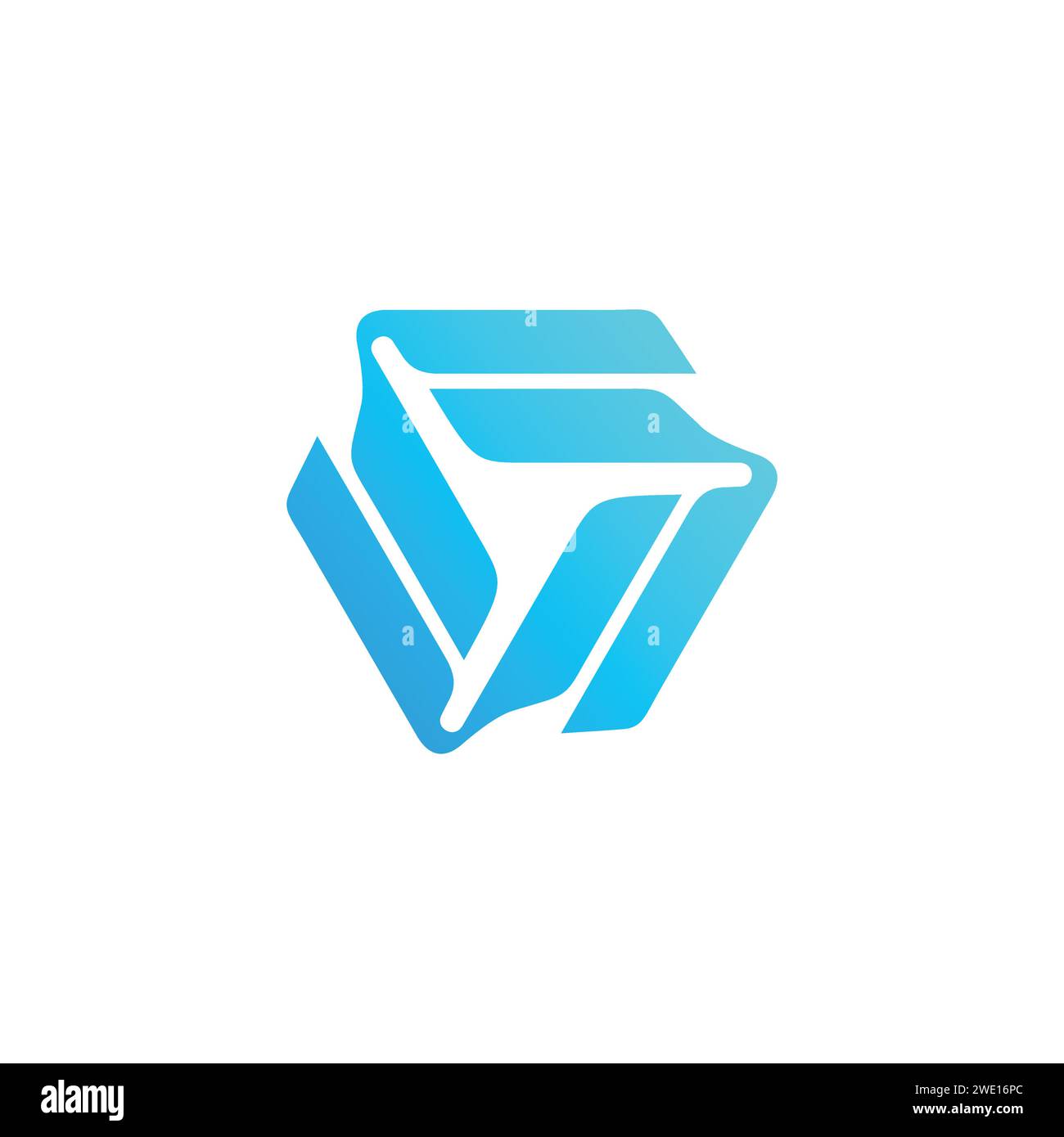 Abstract logo triangle twisted blue vector design template. Vector ...