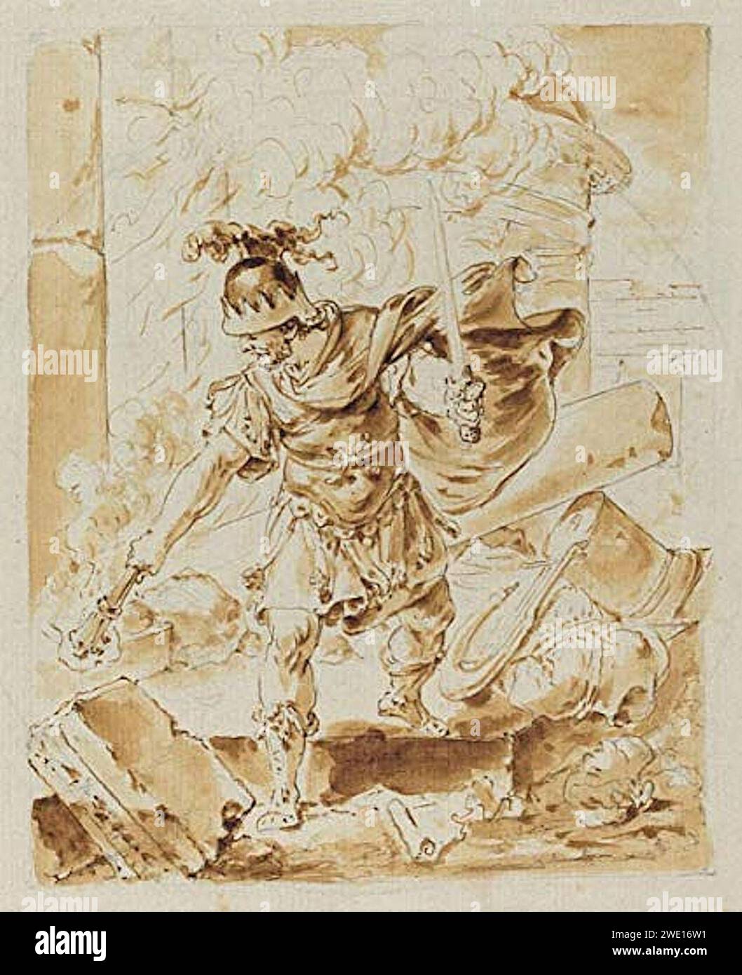 Alexander setting fire to Persepolis Bernhard Rode 18th century Stock ...