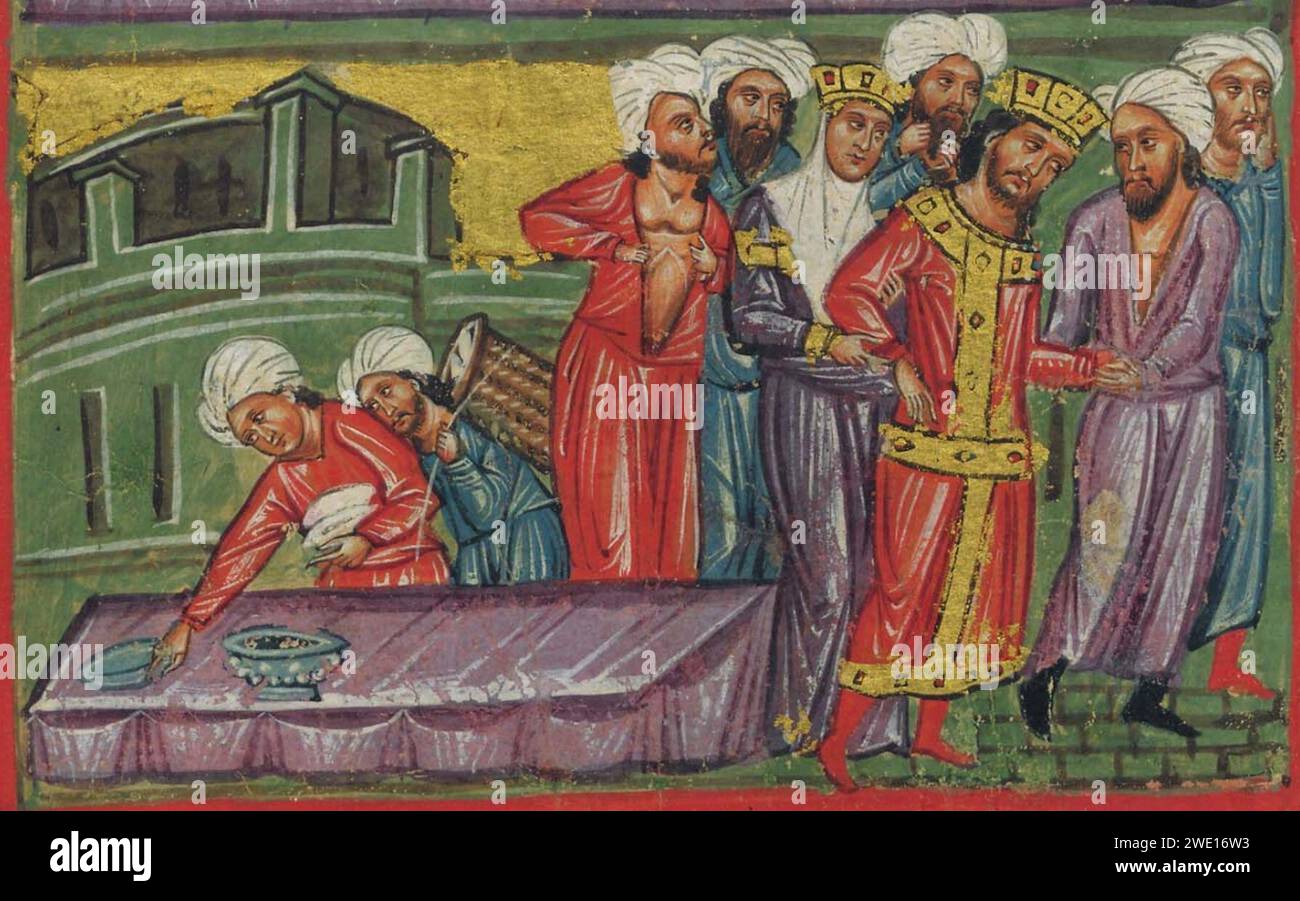 Alexander sick after drinking poison, detail Stock Photo - Alamy