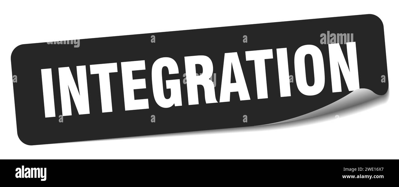 integration sticker. integration rectangular label isolated on white ...