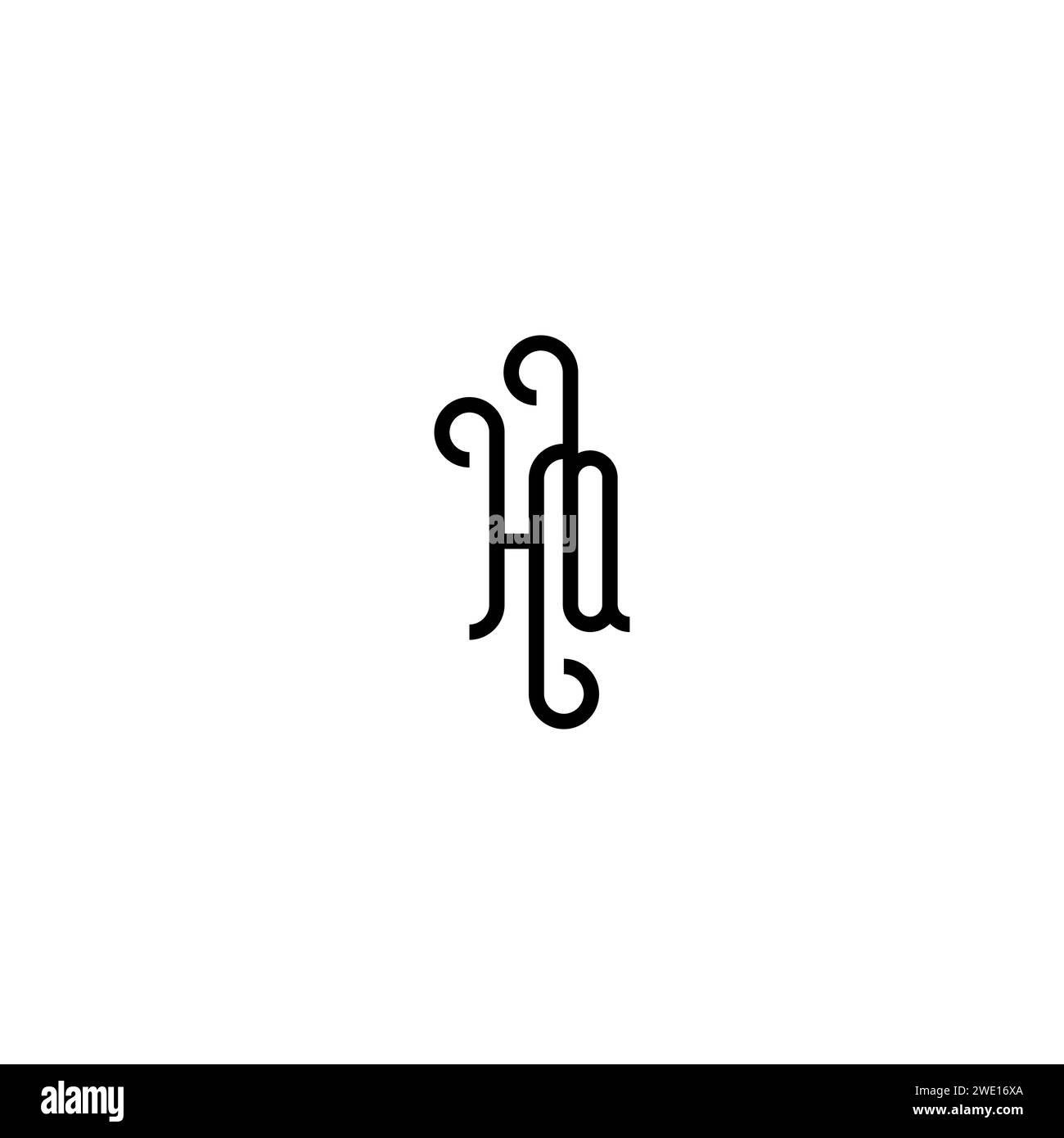 HQ simple curved concept initial logo design black and white background ...