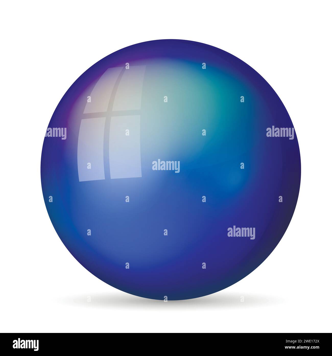 Glass blue ball or precious pearl. Glossy realistic ball, 3D abstract ...