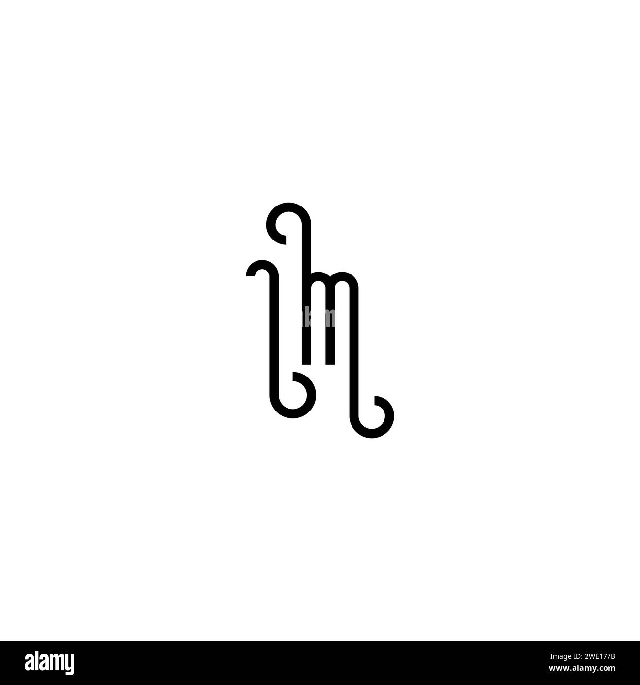 IM simple curved concept initial logo design black and white background ...