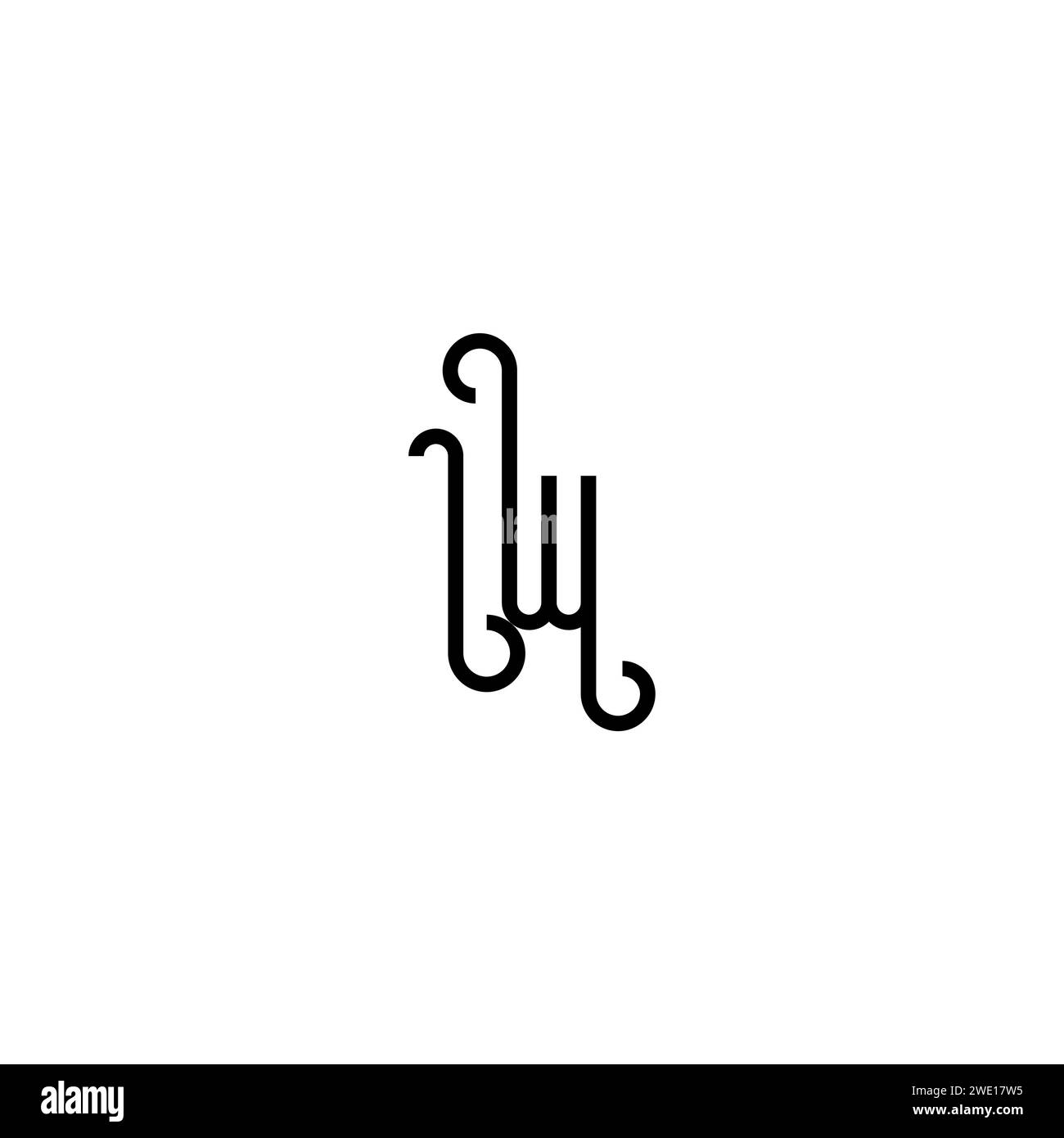 IW simple curved concept initial logo design black and white background ...