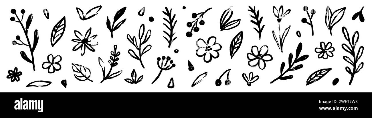 Flower doodle hand drawn line stroke. Sketch hand drawn spring floral ...