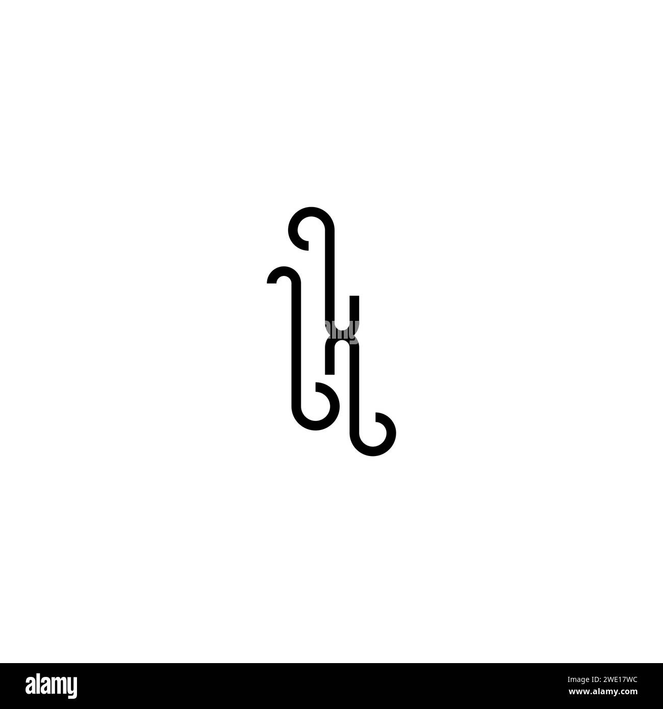 IX simple curved concept initial logo design black and white background ...