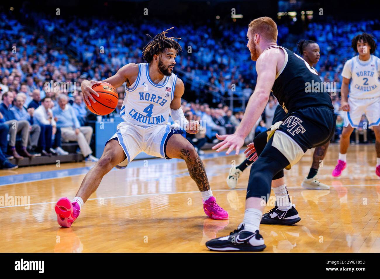 January 22, 2024: North Carolina Tar Heels guard RJ Davis (4) drives on ...