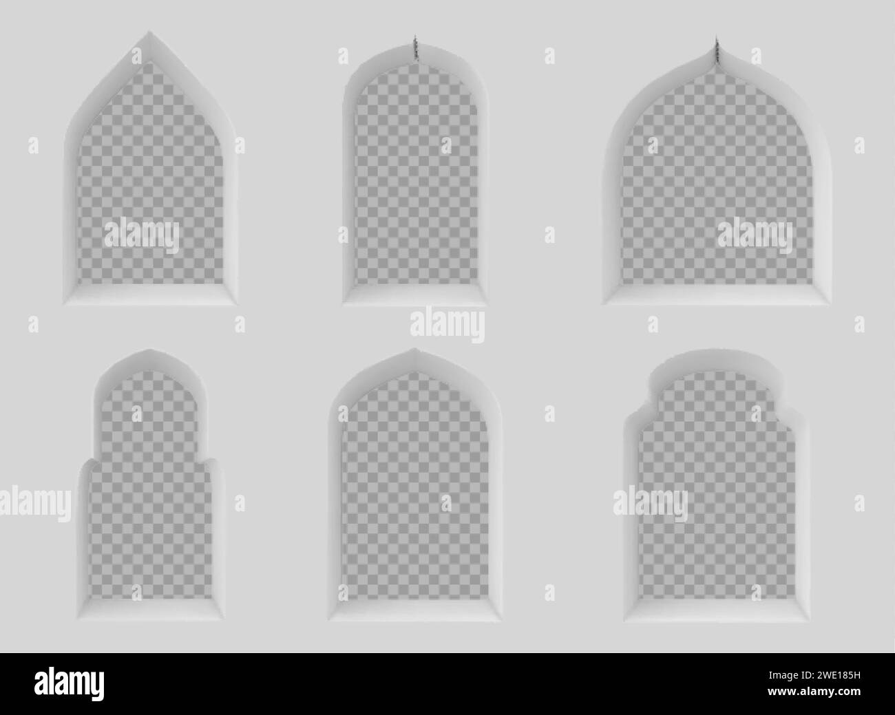 Set of arab window frames isolated on transparent background. Vector ...