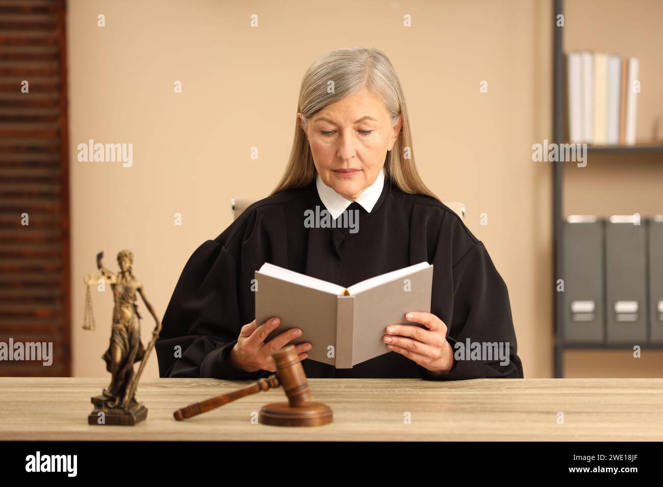 Lawyer reading book courtroom hi-res stock photography and images - Alamy