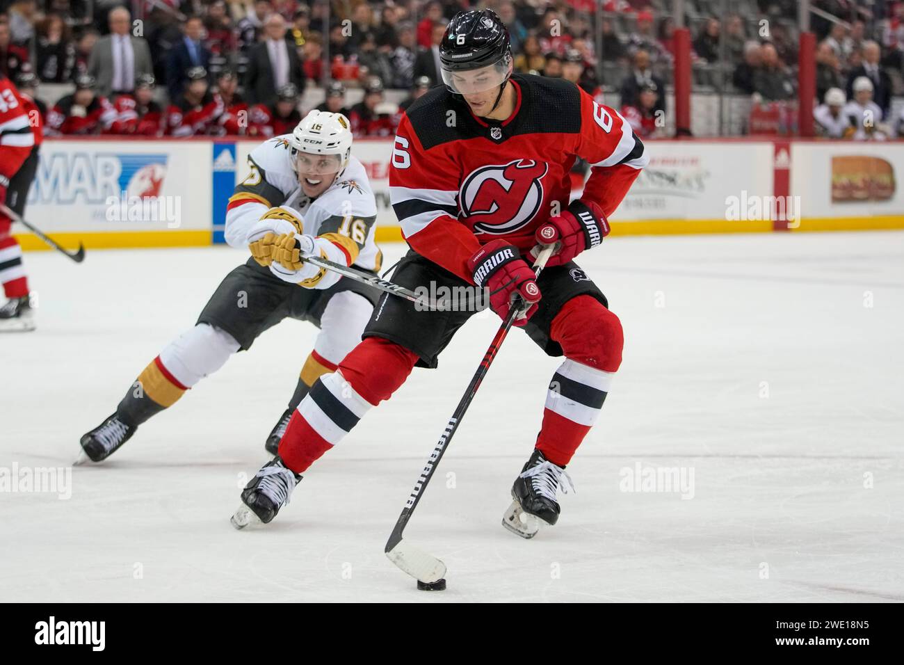 New Jersey Devils defenseman John Marino (6) skates against Vegas ...