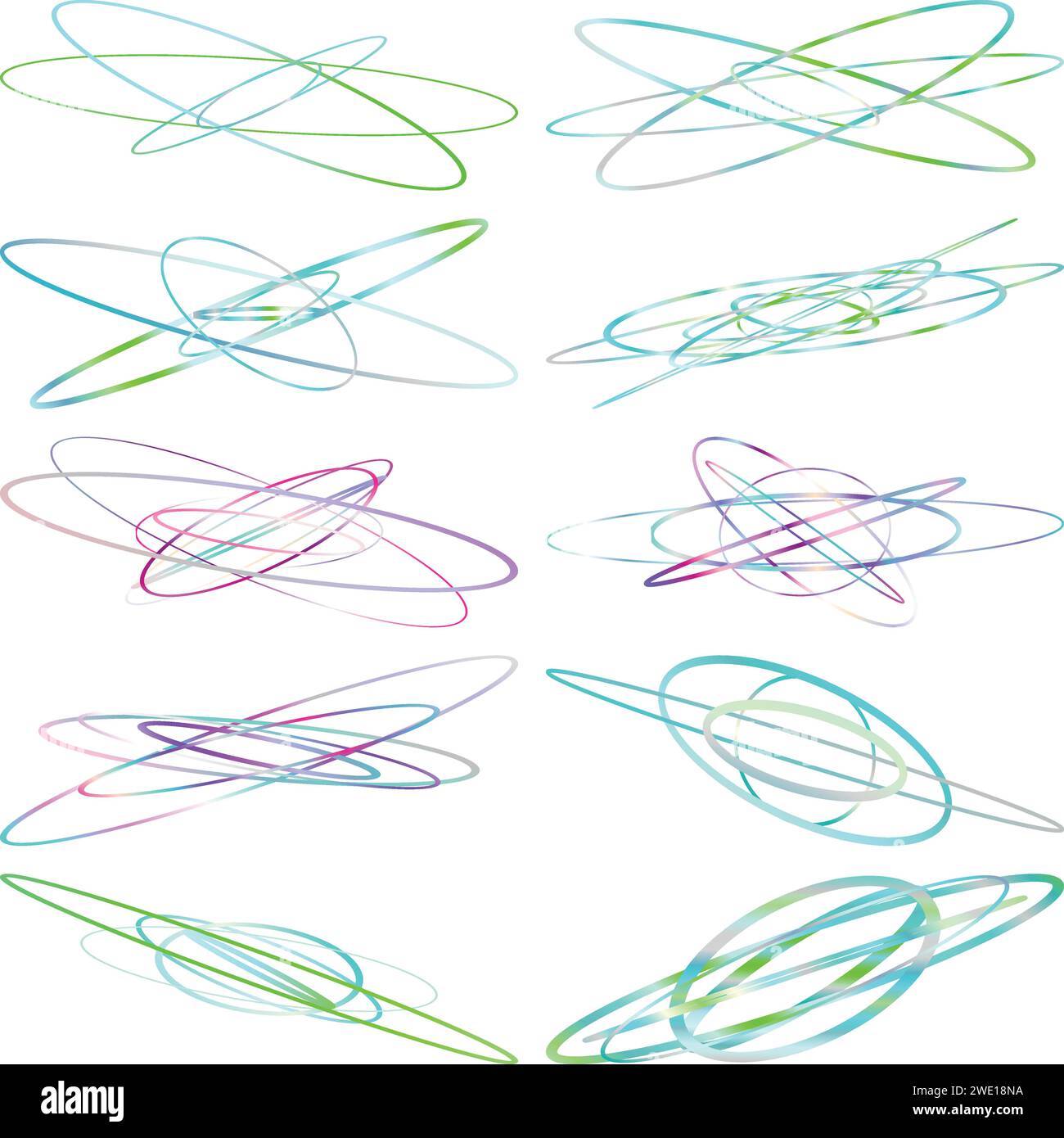 An abstract cut out transparent iridescent oval gradient shape ...