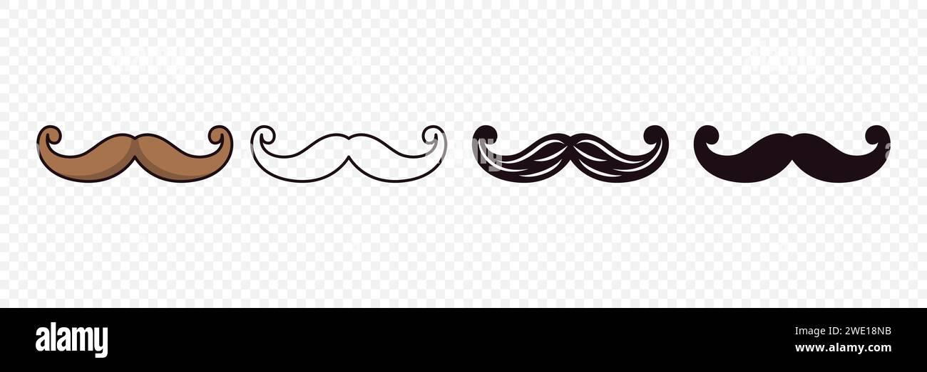 Vector Isolated Mustache Set. Face Party Decoration for Portrait ...