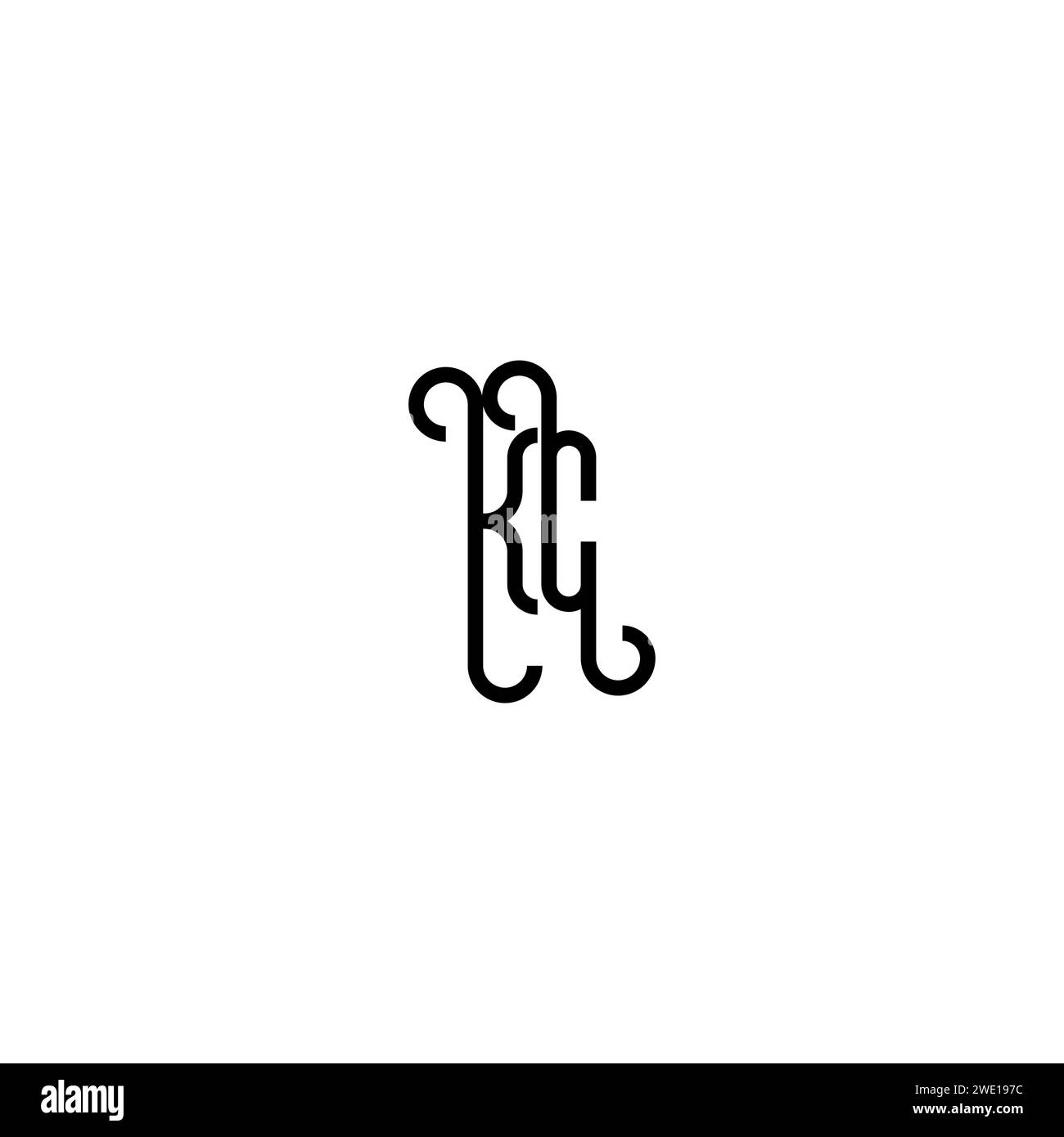 KC simple curved concept initial logo design black and white background ...