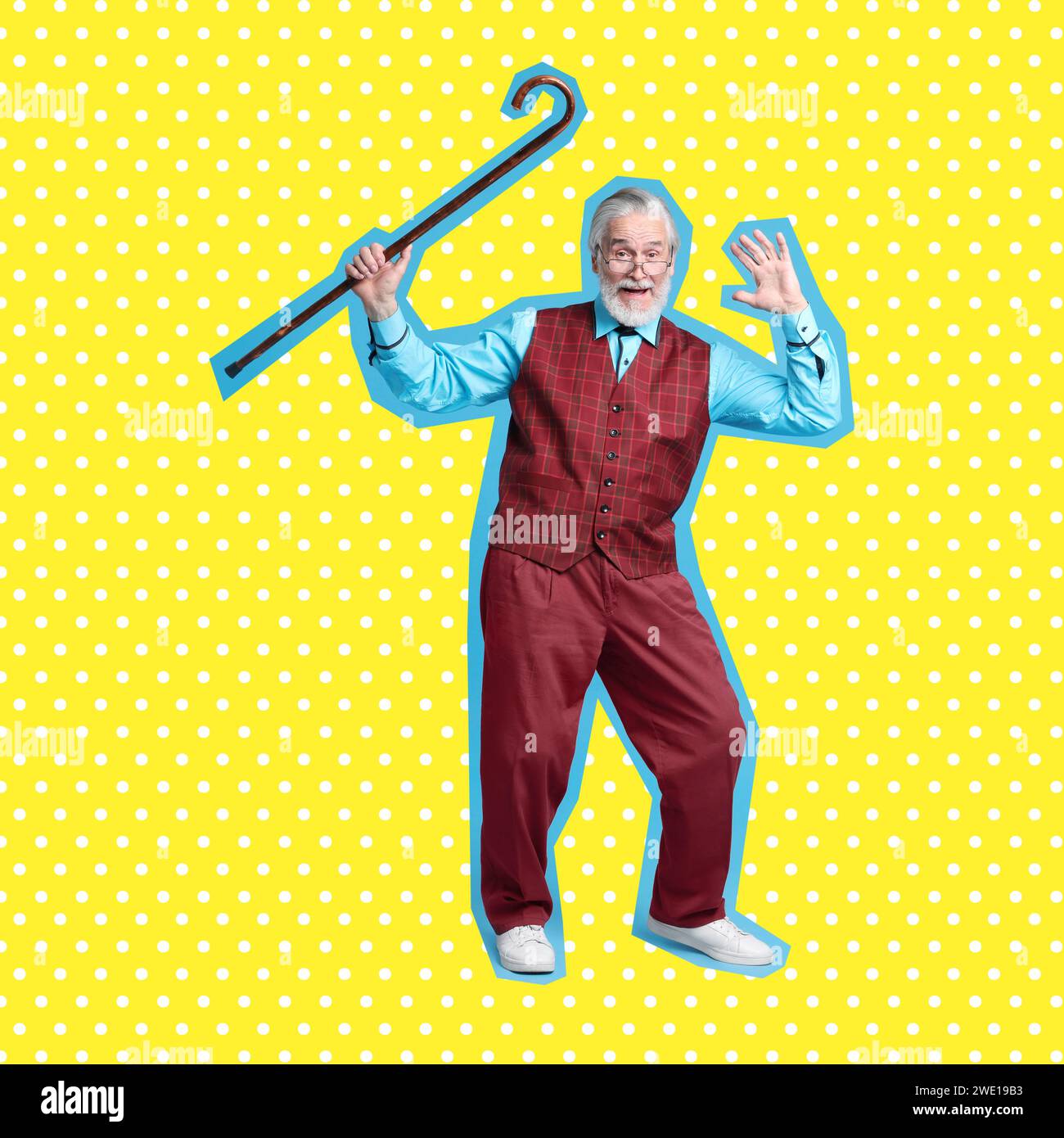 Senior cane cartoon illustration hi-res stock photography and images ...