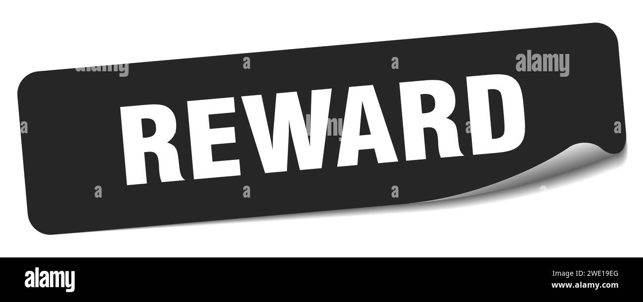 reward sticker. reward rectangular label isolated on white background ...