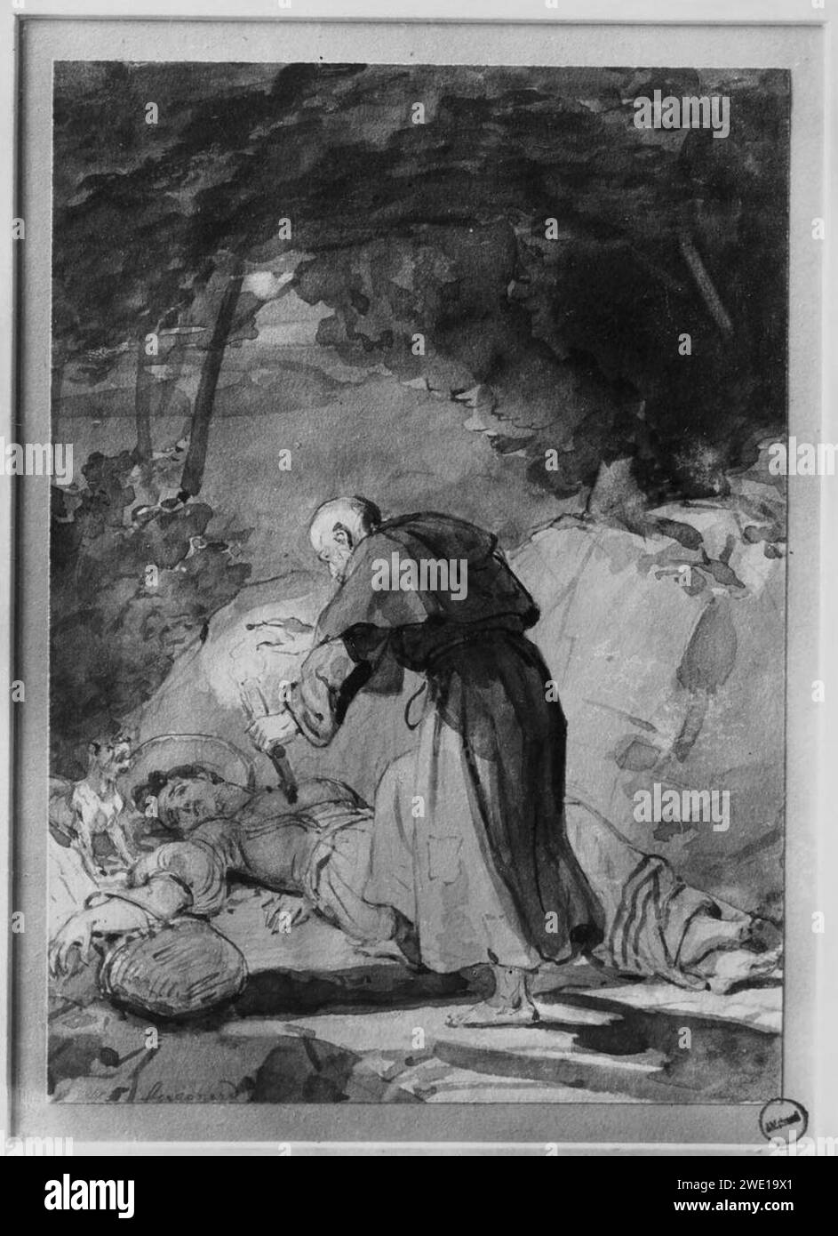 Alexandre-Evariste Fragonard - En munk finner medvetslös kvinna Stock ...