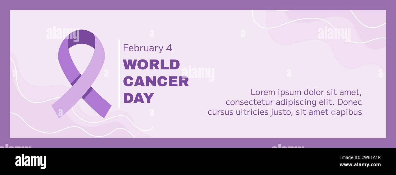 World Cancer Awareness Day On February 4th Illustration Showcases A Lilac Ribbon Cancer Symbol
