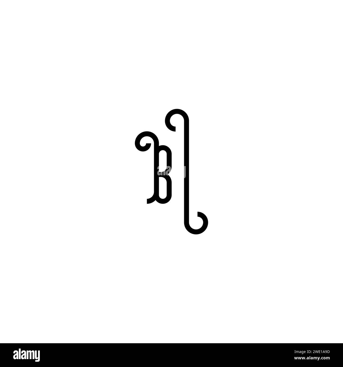 BI simple curved concept initial logo design black and white background ...