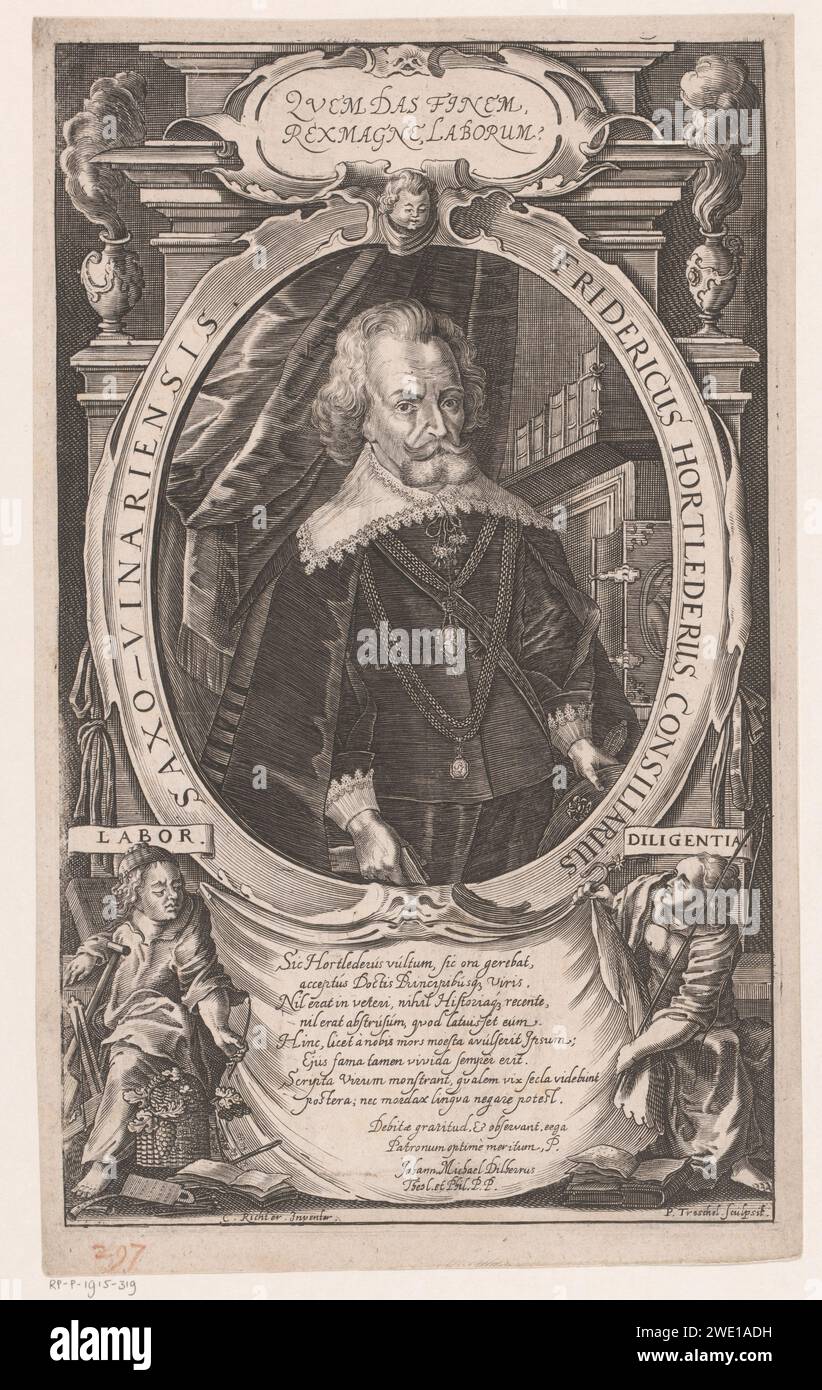 Portrait van Friedrich Hortleder, Peter Troschel, After Christian ...