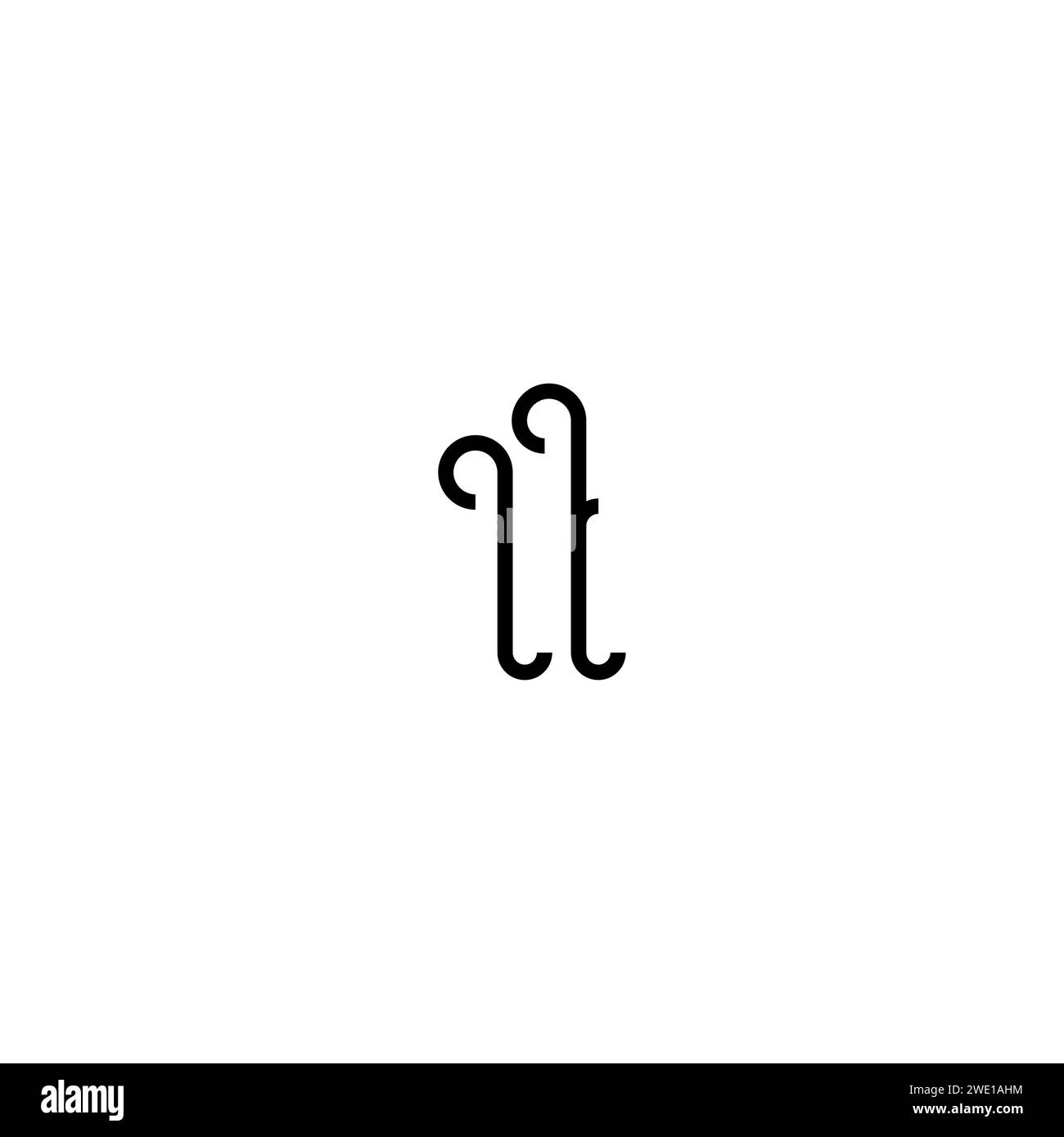 LL simple curved concept initial logo design black and white background ...