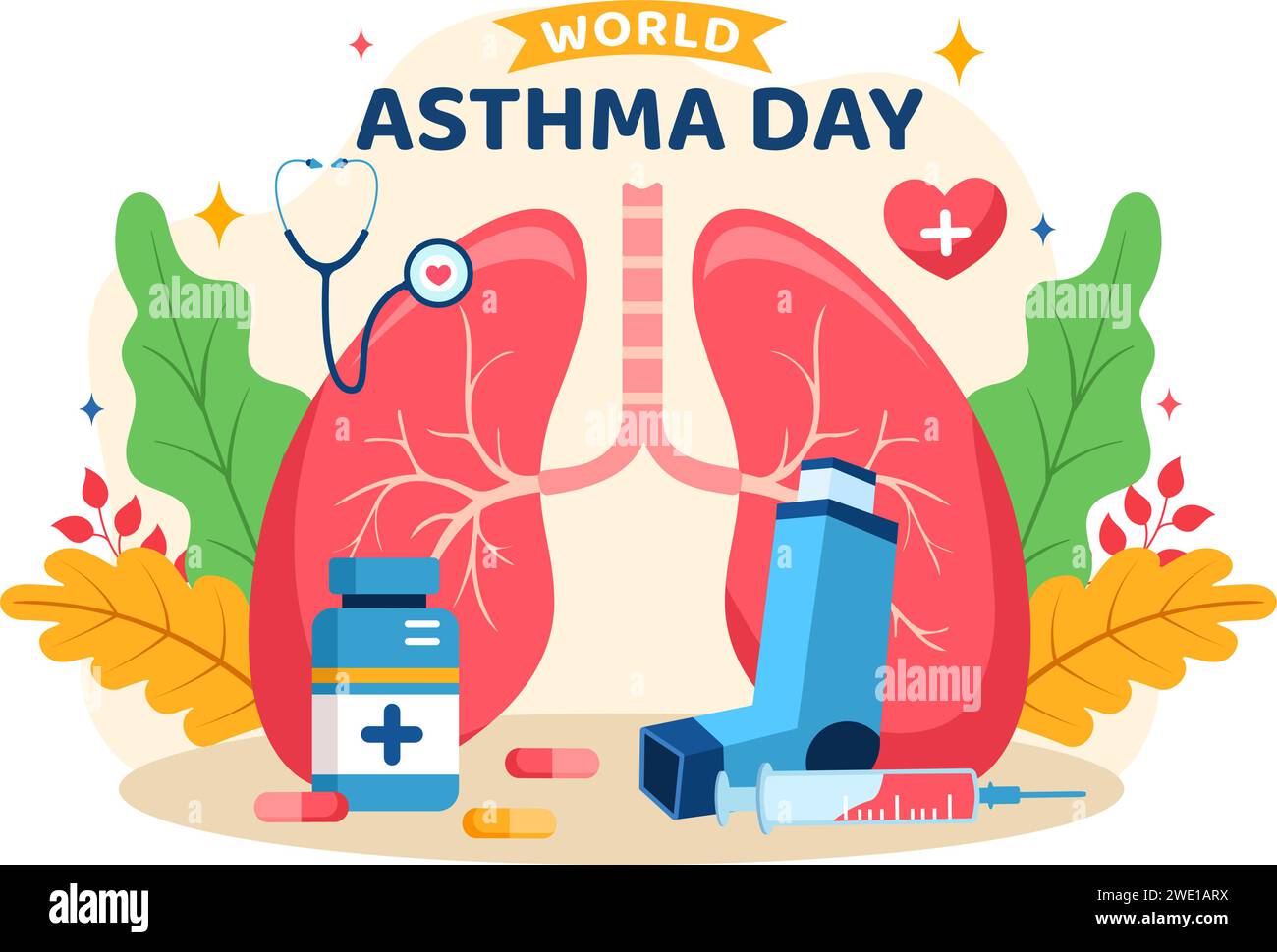 World Asthma Day Vector Illustration on May 2 with Inhaler, Medical ...