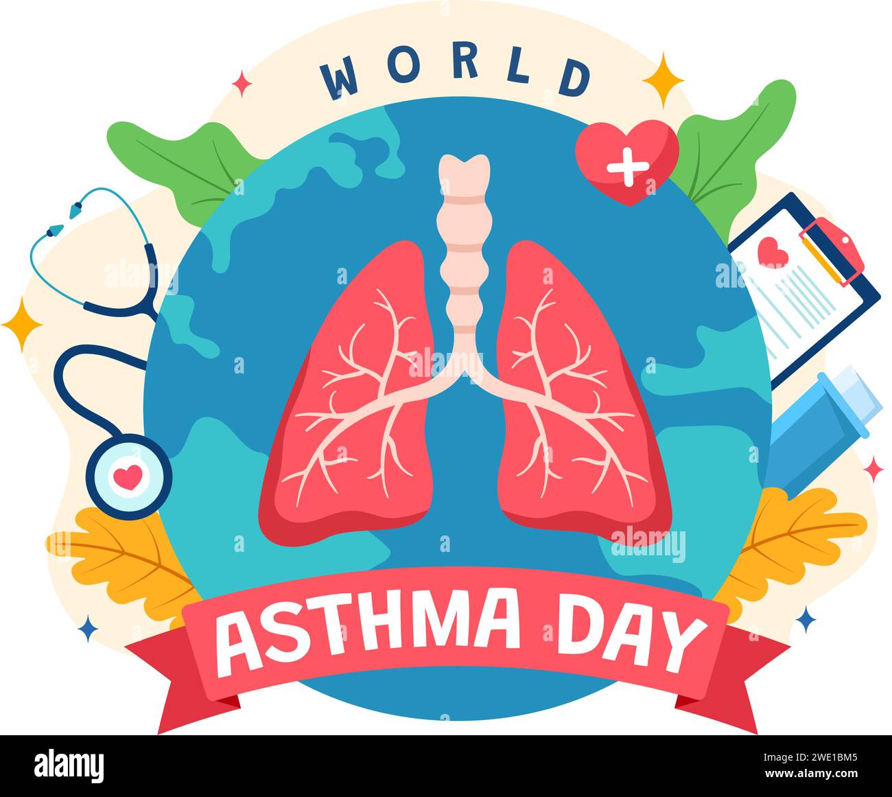 World Asthma Day Vector Illustration on May 2 with Inhaler, Medical ...