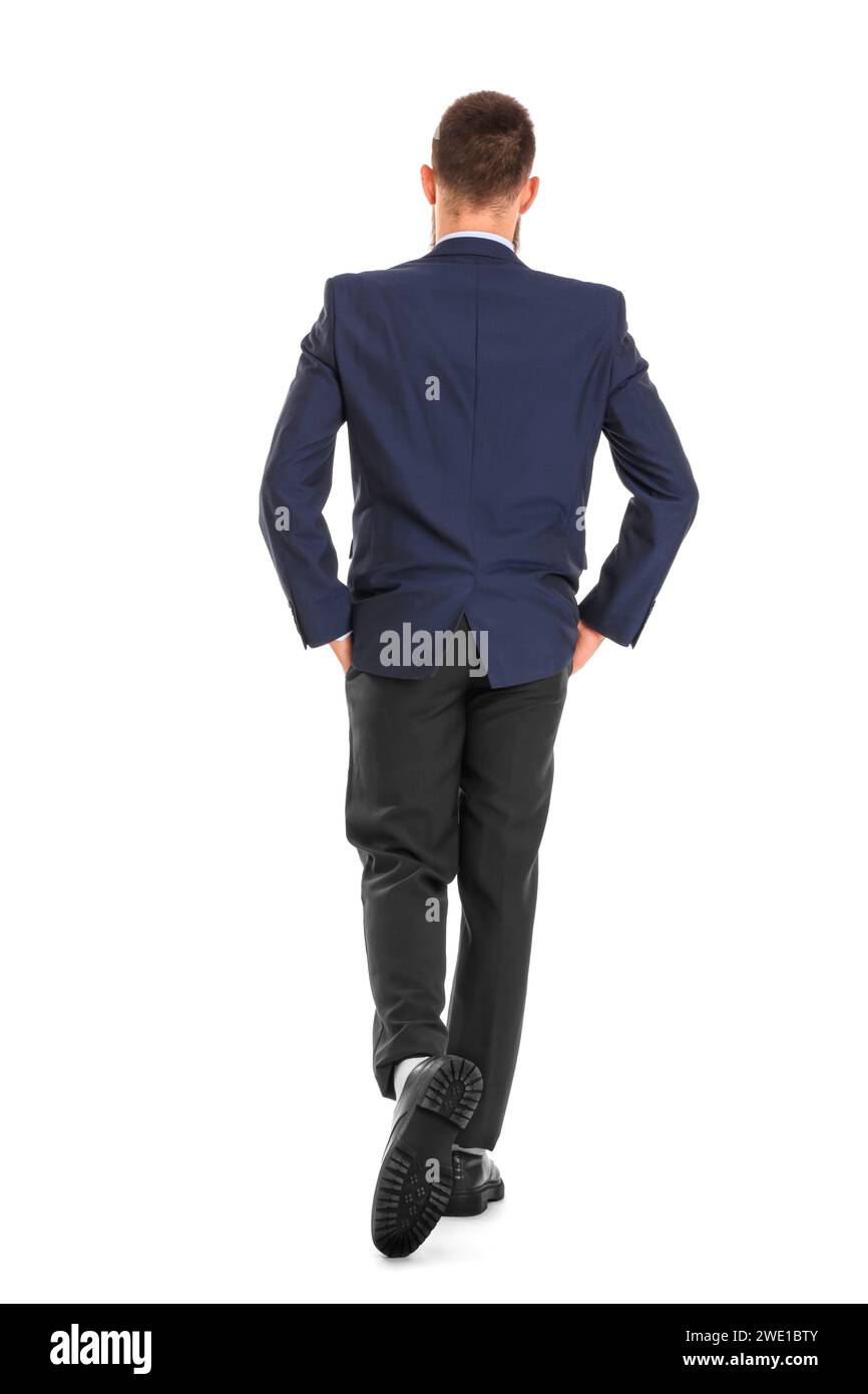 Man suit walking away back view hi-res stock photography and images - Alamy