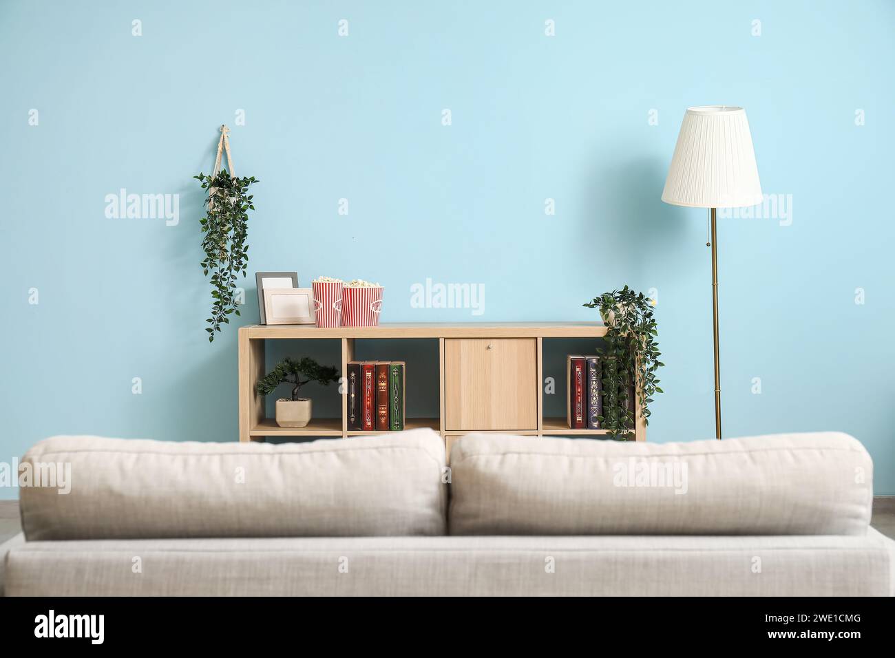 Interior of modern living room with sofa and TV stand Stock Photo - Alamy