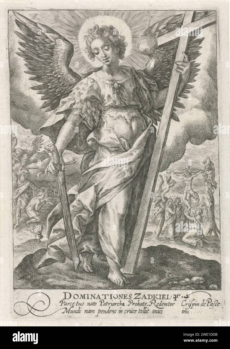 Archangel Zadkiel, Crispijn van de Passe (I), 1574 - 1637 print The ...