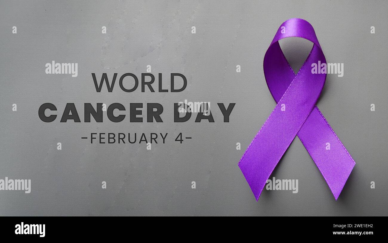 World cancer day, lavender purple ribbon to support people living with ...