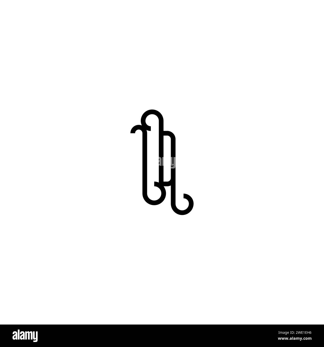ID simple curved concept initial logo design black and white background ...