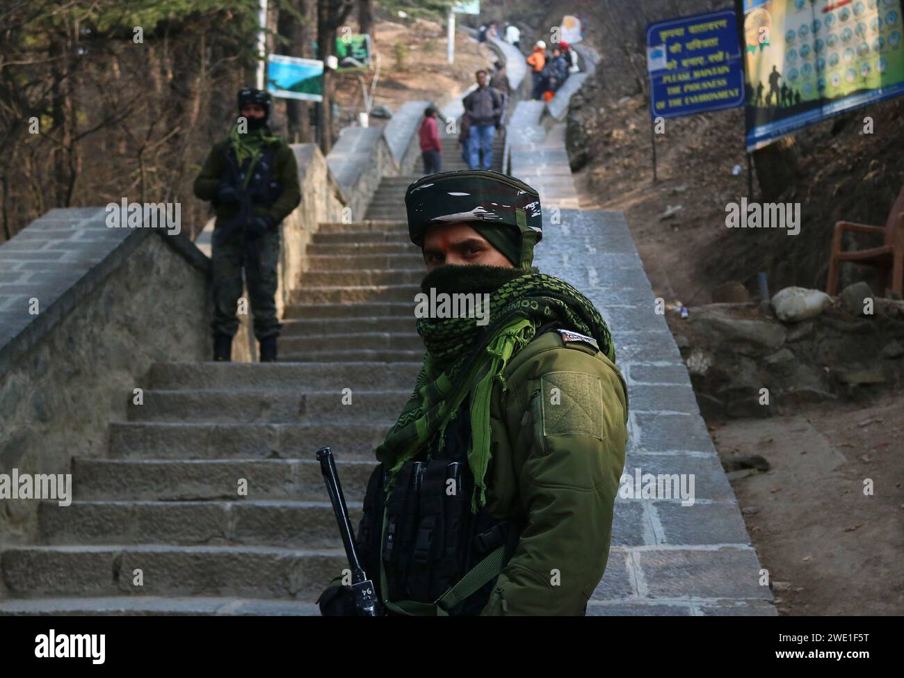 January 22, 2024, Srinagar Kashmir, India : An Indian paramilitary ...