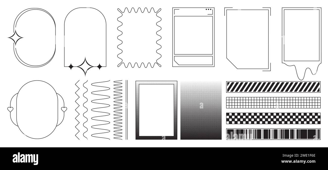 Y2k style line frame and border with decorative element for 2000s ...