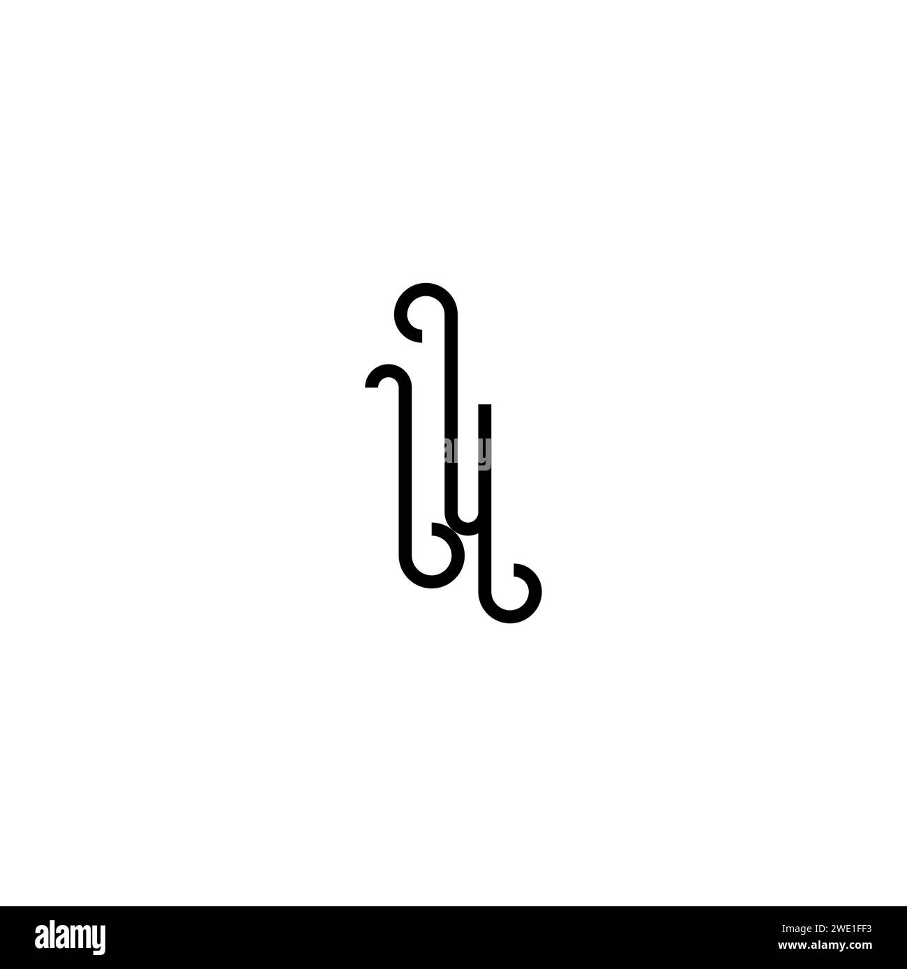 IU simple curved concept initial logo design black and white background ...