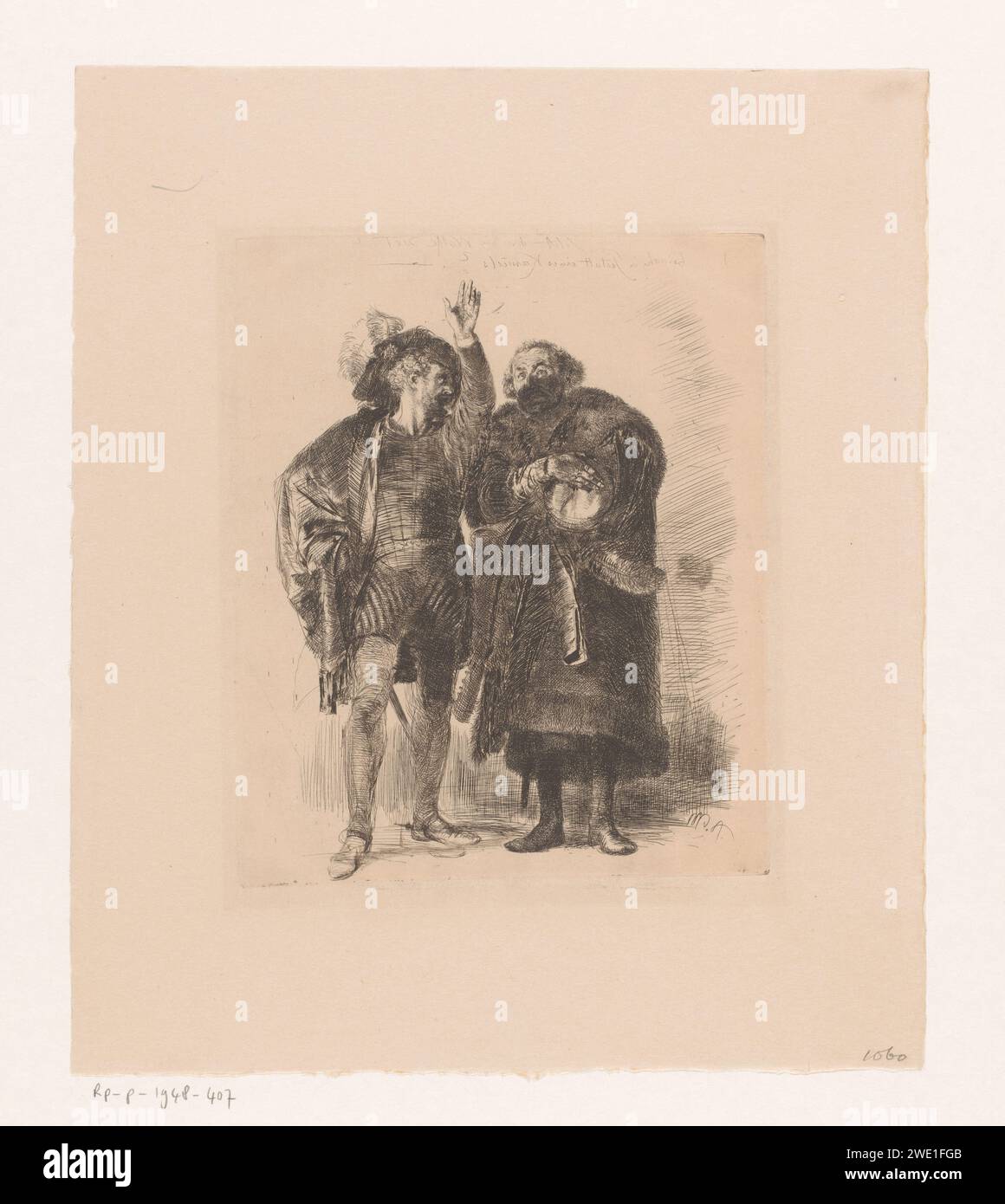 Hamlet en Polonius, Adolph Menzel, 1825 - 1905 print paper etching ...