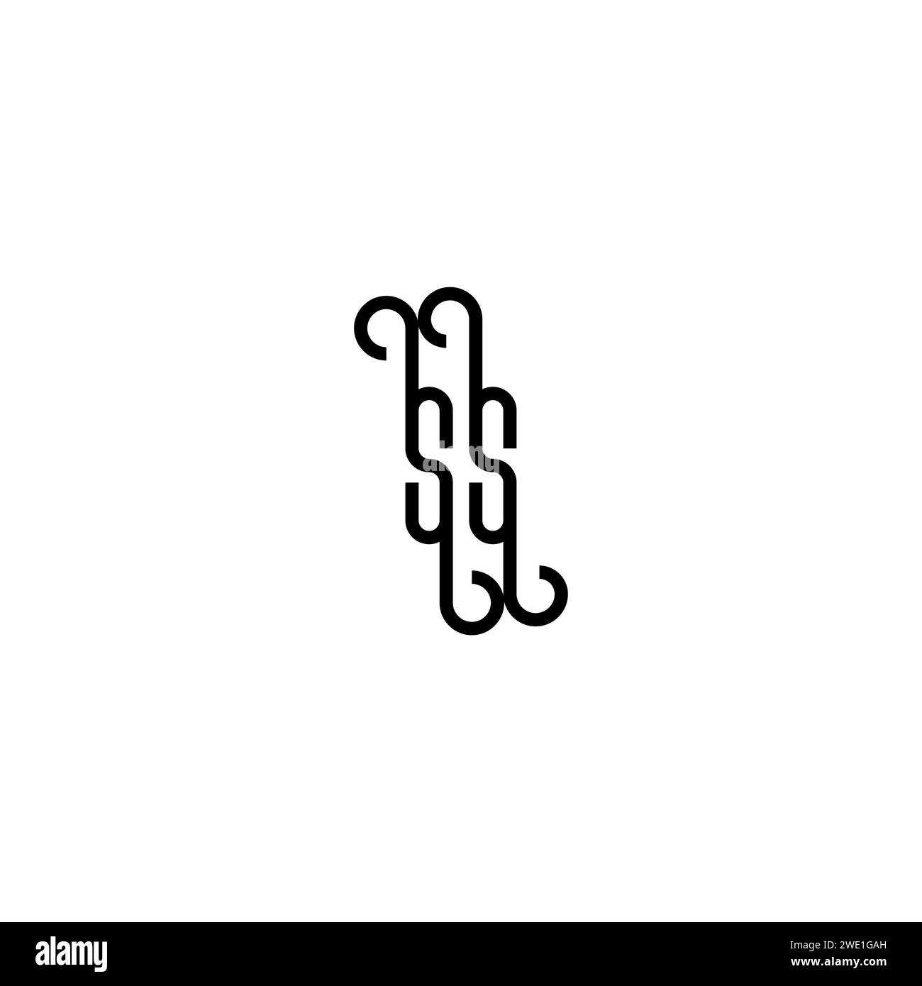 SS simple curved concept initial logo design black and white background ...