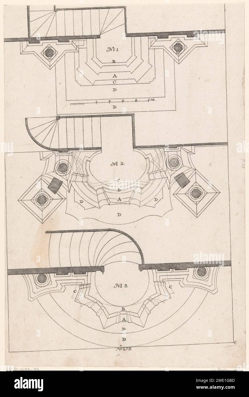Plans of three pulpemates, Anonymous, After Georg Peter Schillinger ...