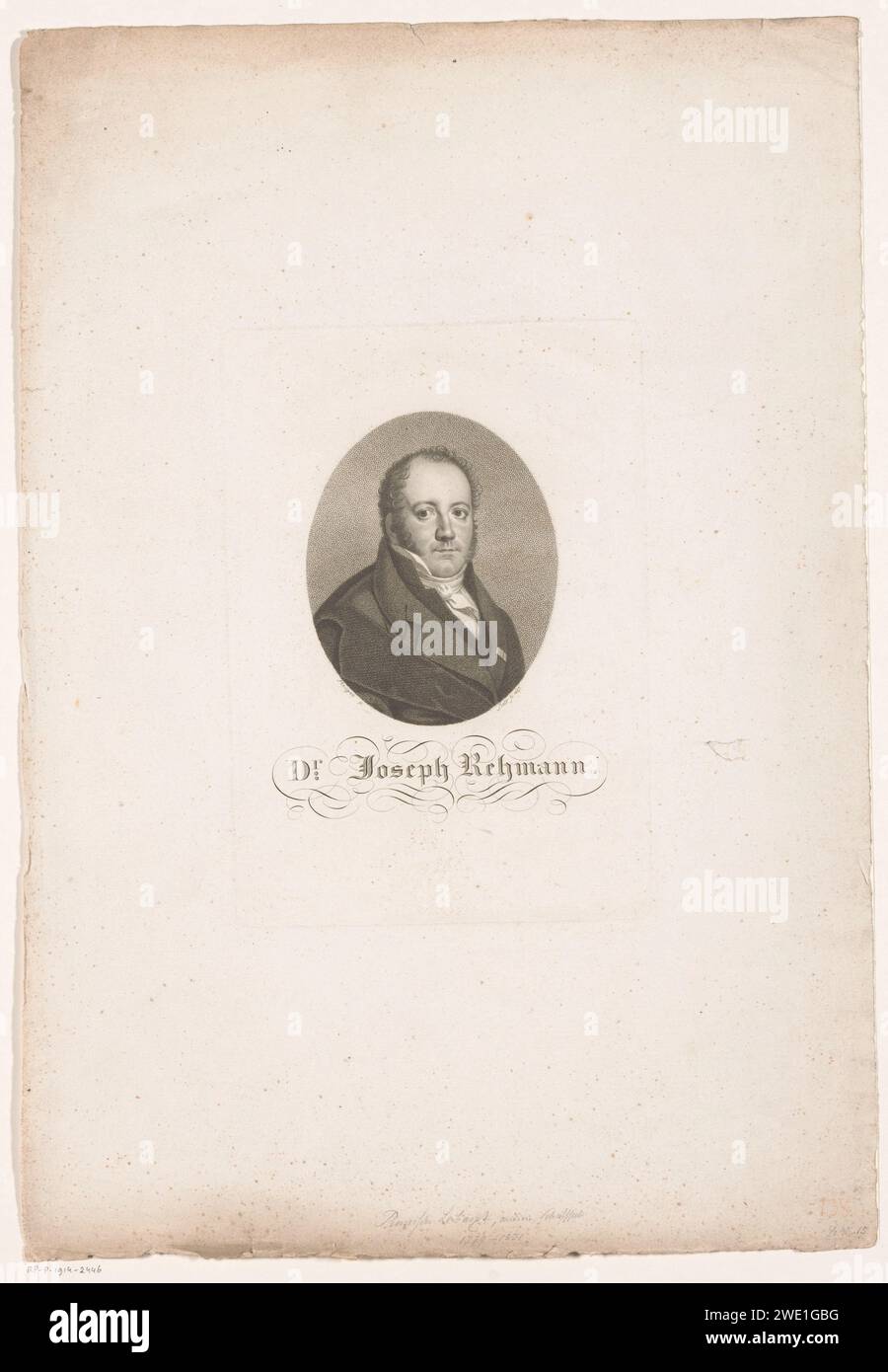 Portret van Joseph Rehmann, Johann Friedrich Bolt, after Joseph Heigel ...