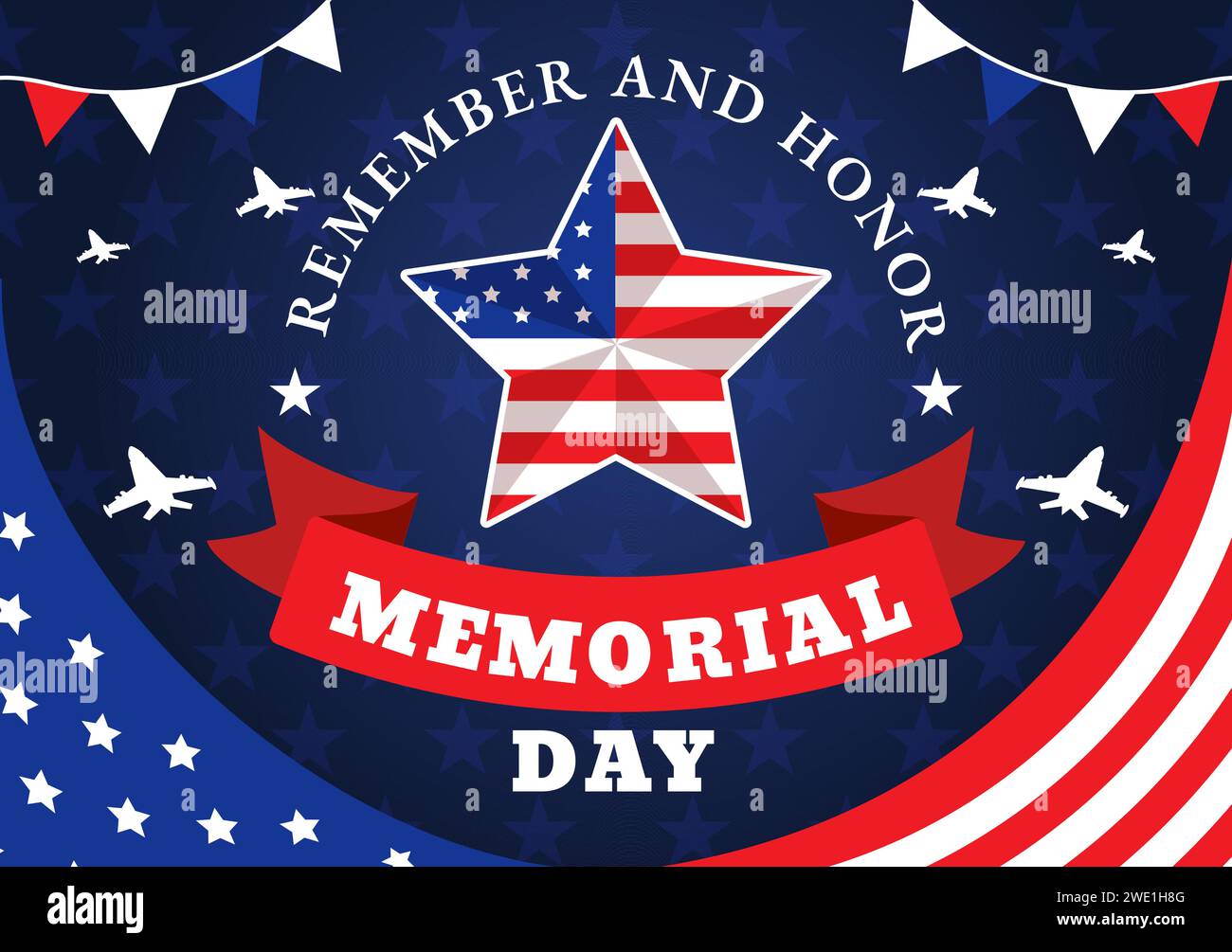 Memorial Day of Remember and Honor Vector Illustration with American ...